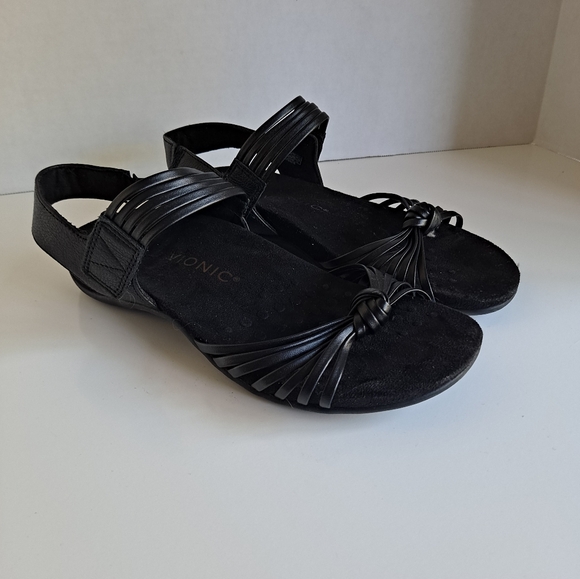 Vionic | Shoes | Vionic Talulah Black Leather Knot Sandal Size 8 | Poshmark